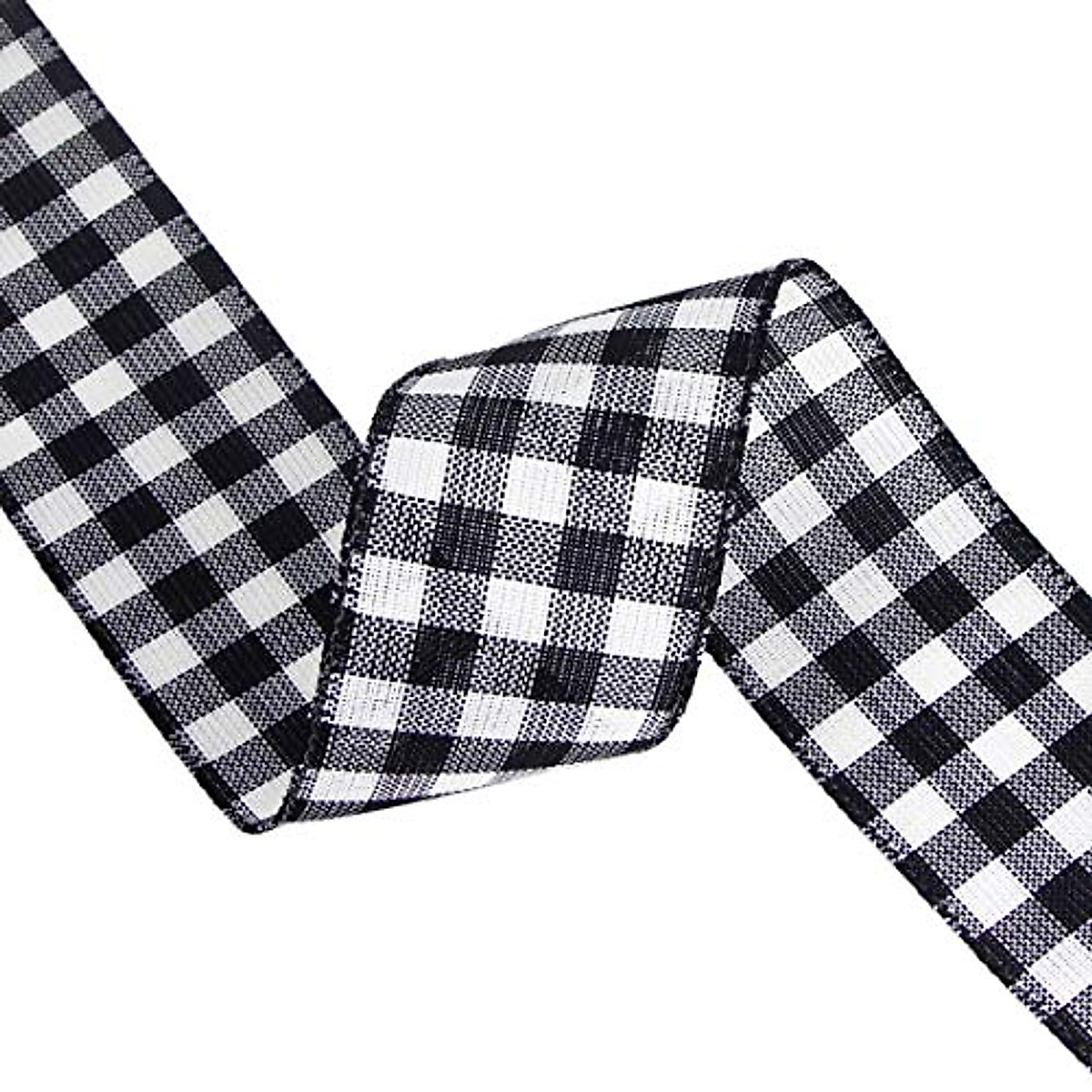Ribbli Black and White Wired Ribbon, Buffalo Plaid Ribbon 2-1/2 Inch x Continuous 10 Yard,Burlap Ribbon for Big Bow,Wreath,Tree Decoration,Outdoor Decoration