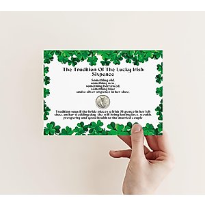 Bride's Sixpence Irish Coin and Card | Sixpence Tradition | Something Old, Something New, Something Borrowed, Something Blue, And A Sixpence For Her Shoe - Gifts For Bride To Be