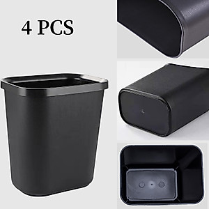Halyuhn Black Small Trash Can 4Pack, 2Gallon/8 L Plastic Office Trash Can Garbage Can Under Desk, Trash Cans for Bedroom, Office and Kitchen, Bathroom Trash Can Fits Narrow Space, Plastic Trash Can