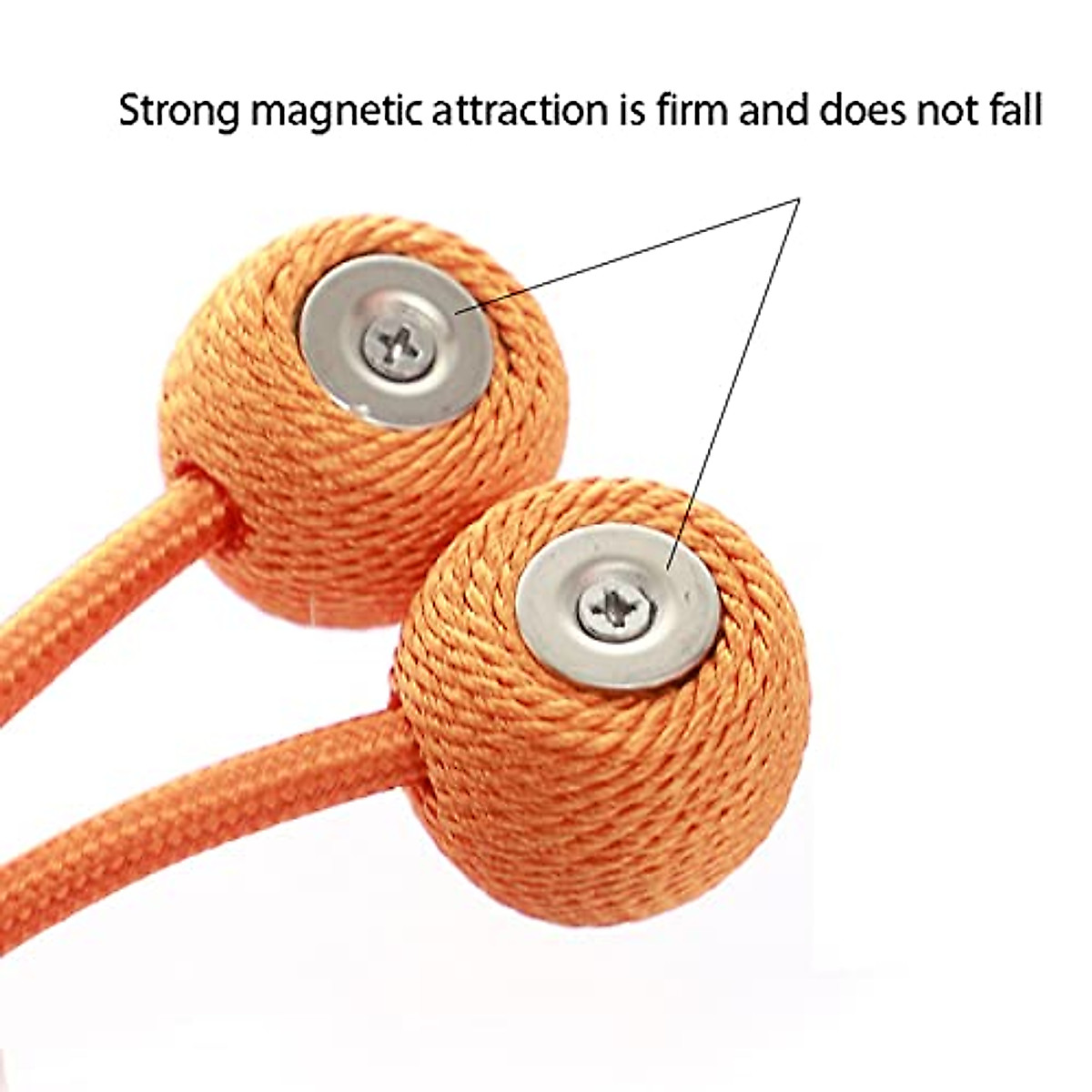 4 Piece，Curtain Straps，Magnetic Curtain Tiebacks Holdbacks, Modern Curtain Tieback Clips, Curtain Rope Holder Tie Backs, Decorative Hold Backs for Home Office Decoration-Orange||Length: 66cm