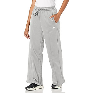 adidas Women's AEROREADY Wide-Leg High-Rise Pants, Medium Grey Heather/White, Small