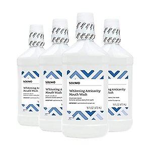 Amazon Brand - Solimo Whitening Anticavity Mouthwash, 16 Fluid Ounces, Pack of 4