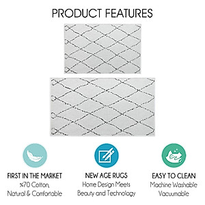 Sussex Home Non Skid Washable Kitchen Runner Rugs Set of 2 - Ultra-Thin Lattice Area Rugs for Laundry Room, Entryway, Bathroom - Multipurpose Set of 44 x 24 and 31.5 x 20 Inches Floor Mats