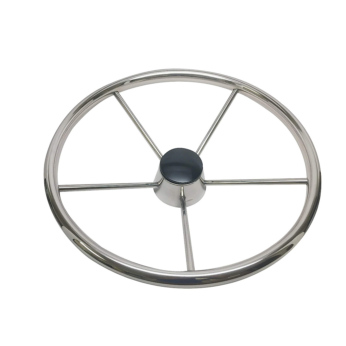 Pactrade Marine 13 1/2" Destroyer SS304 Steering Wheel 5 Spoke Plastic Black Cap