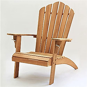 Cambridge Casual Lakeside Oversized Patio Adirondack Chair with Cup Holder, Natural Teak, Set of 2