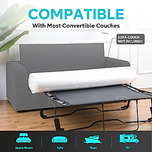 TRIPUB Gel Memory Foam Replacement Mattress for Sleeper Sofa and Couch Beds, 4 Inch, Fiberglass-Free and Washable Cover, Full Size(Sofa Not Included)