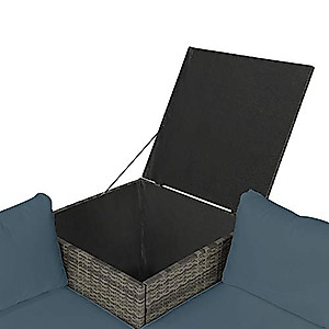 All Weather Wicker Outdoor Patio Furniture Sets, 4 PCS Outdoor Cushioned PE Rattan Wicker Sectional Sofa Set with Glass Top Coffee Table Seat Cushion for Garden Poolside (Rattan+ Gray Cushion)
