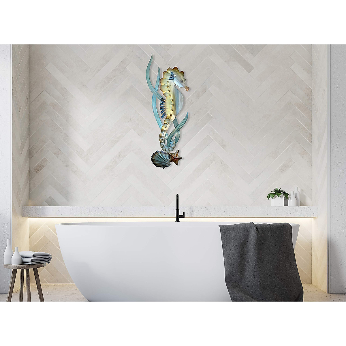 T.I. Design Seahorse Coastal Contemporary Beach Metal Wall Decor