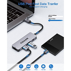 USB C Hub, QGeeM 4-in-1 USB C to HDMI Adapter with 4K USB C to HDMI Hub,100W Power Delivery,USB 3.0,Thunderbolt 3 Hub Compatible for MacBook Pro, XPS, iPad Pro,More Type C Devices