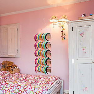 Tudomro Hanging Headband Holder for Girls Felt Headband Organizer with 60 Elastic Bands Bow Hanger for Girls Hair Bows, Without Headbands (Pink,Classic)