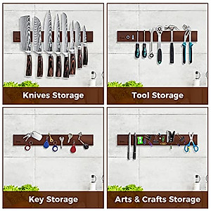 SENKEN Acacia Wood Magnetic Knife Strip - Wall Mounted Holder for Knife Set - Wooden Magnetic Knife Holder for Wall - Extra Large 15.75" Length Knife Rack, Includes Adhesive Tape to Install on Tile