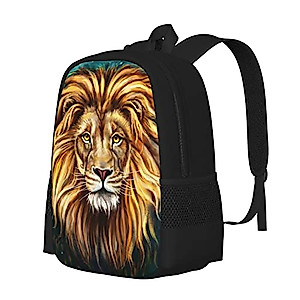 UIACOM Lion School Backpack Cool Lion in Galaxy Bookbags for Teens Kids Boys Girls, Large 17 inch Elementary Junior High University School Bag, Casual Travel Daypack Backpack