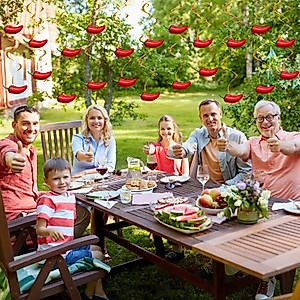 30 Pieces Chili Pepper Whirls Cinco de Mayo Pepper Decorations for Fiesta Party Mexico Spiral Hanging Party Streamers for Decor Mexican Party Accessories (Red)