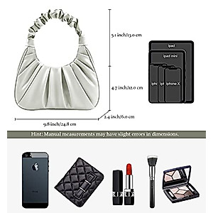 LOVEINT Ruched Hobo Handbag Shoulder Bags for Women Cloud Bag Soft Leather Tote Clutch Purse (Cream color)