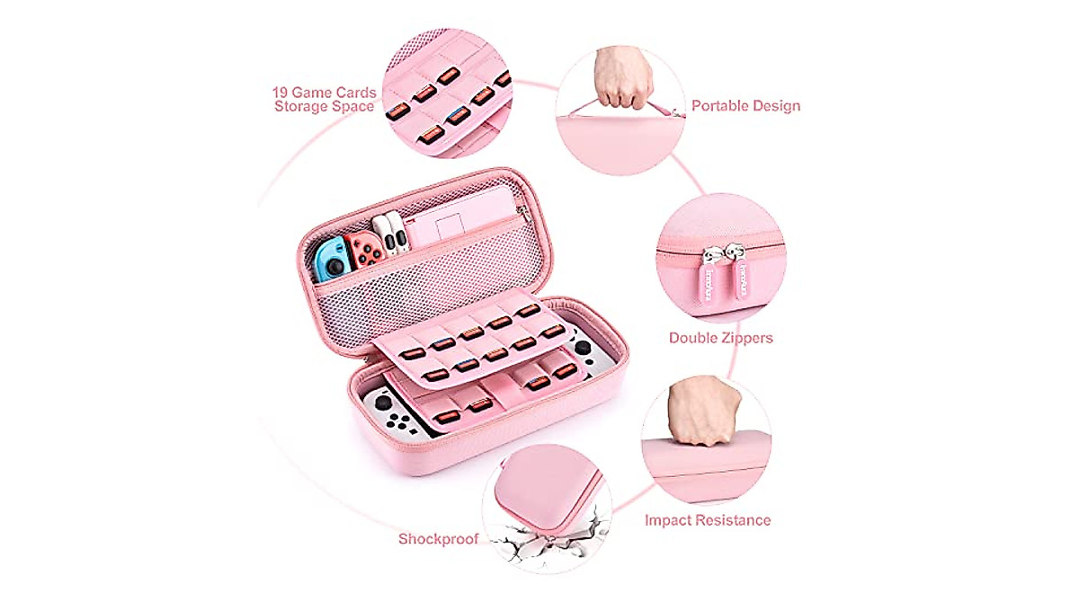 Pink Switch OLED Accessories Bundle - 18-in-1 Kit
