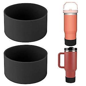 Boot for 40 oz Tumbler with Handle | Anti-Slip Bottom Bumper Silicone Sleeve | Fits 40oz Travel Tumbler | Trek Collection | Midnight Black，2Pcse