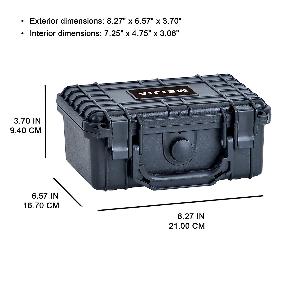 MEIJIA Portable All Weather IP67 Waterproof Protective Case, Hard Case,Camera Case With Customizable Foam,Fit Use of Drones, Cameras,Equipments, 8.12”x6.56”x 3.56”, Elegant Black