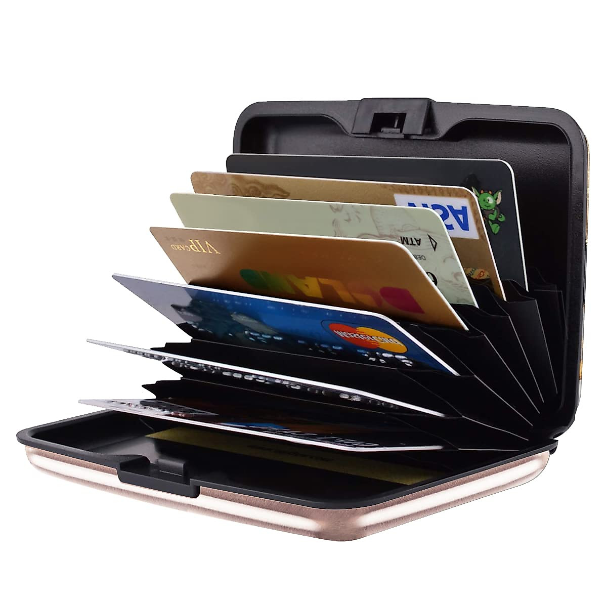 Coco Rossi Mini Credit Card Holder for Women,RFID Blocking Slim Hard Card Case ID Case Travel Wallet,Rose Gold