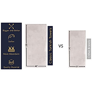 Classic Turkish Towels - Premium Oversized Ribbed Bath Sheets, Luxury 100% Turkish Cotton, Extra Large, Absorbent, Quick Dry Bathroom Towels, 40x65 inches, Set of 3 (Almond Beige)