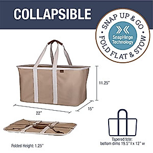 CleverMade Collapsible Fabric Laundry Basket - Premium Foldable Pop-Up Storage Bin - Space Saving Hamper Tote with Long Handles, 2 Pack, Mocha