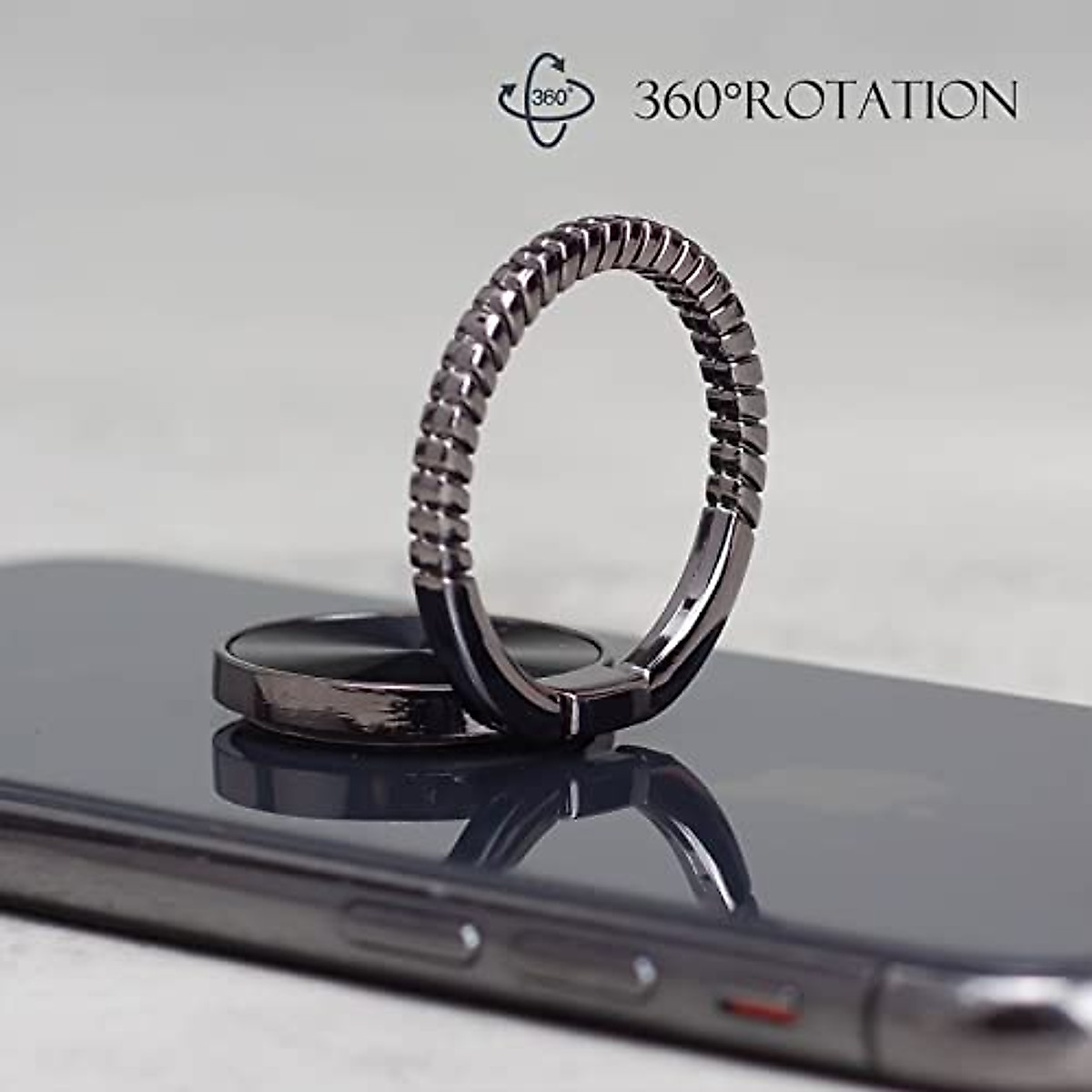 [2 Packs] Featured CD Textures Cell Phone Ring Holder Stand, 360 Degree Rotation Finger Ring Kickstand with Polished Metal Phone Grip for Magnetic Car Mount, Smartphone Accessories