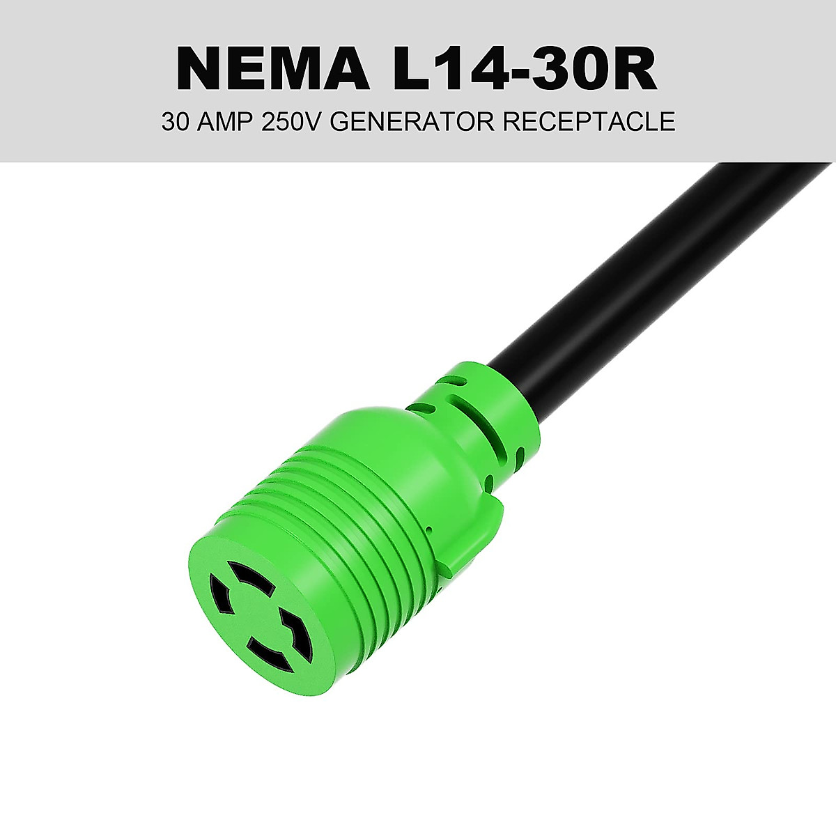 oviitech NEMA 14-50P to L14-30R Generator Transfer Switch Adapter Cord，250V, SJTW 10AWG*3C,50Amp Male to 30Amp Female Generator Welder Dryer RV EV Adapter Cord, 1.5FT,Green