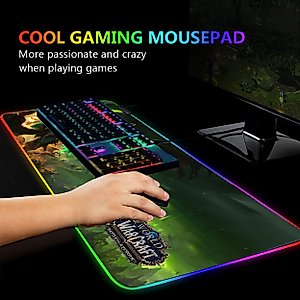 Illidan RGB Soft Gaming Mouse Pad Large Oversized Glowing Led Extended Mousepad Non-Slip Rubber Base Computer Keyboard Pad Mat 31.5X 11.8in