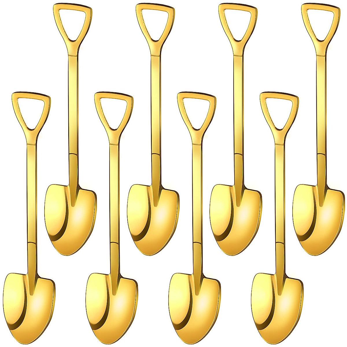 8 Pieces Gold Shovel Shape Spoons Stainless Steel Shovel Shape Coffee Ice Cream Dessert Spoons for Home and Party