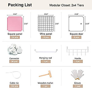 YOZO Cube Storage Organzier Portable Closet Wardrobe Bedroom Dresser (28x14x56 inches) Portable Closet Cube Shelf Armoire Pantry Cabinet, 8 Cubes, Pink