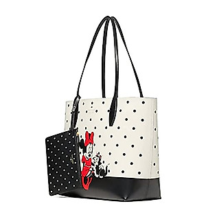 Kate Spade x Disney Minnie Mouse Large Reversible Leather Tote Purse(White Multi)