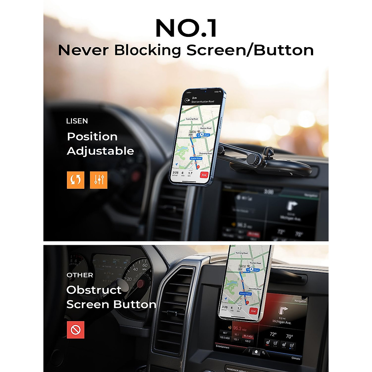 LISEN for MagSafe CD Phone Holder for Car Mount [Angle Adjustable] Magnetic Phone Holder for iPhone Magsafe Car Mount CD Slot Hands Free CD Player Phone Mount for iPhone 15 Pro Max Plus Galaxy