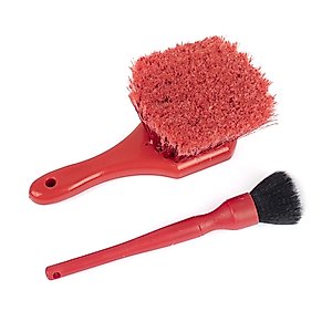 brushdepot Car Detailing Brush Set(2 Brushes), Car Wash Brush kit for car Cleaning and Detailing (Red)…