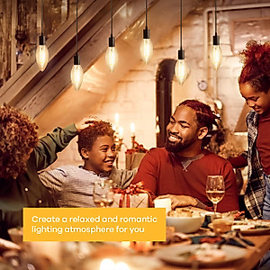 Linkind E12 Candelabra LED Light Bulbs 60W Equivalent, B11 Dimmable Chandelier Light Bulbs, 4.5W Clear Glass Vintage Edison Filament Candle Bulbs, Soft White 2700K 500lm, Ceiling Fan Bulb, 6 Packs