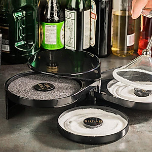 Restaurantware Bar Lux 7.8 x 6.3 x 2.8 Inch Bar Glass Rimmer, 1 3 Tiers Glass Rimming Station - Pull Out Compartments, For Cocktails, Black Plastic Bar Sugar Rimmer, For Salt, Sugar, Or Spices
