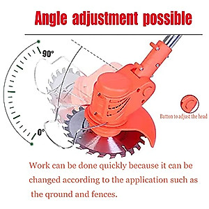 Weed Wacker Cordless Grass Trimmer Electric Weed 90~120cm Retractable, 3 Kinds of Adjustable Blades, 24v Electric Cordless Garden Trimmer with Battery and Charger for Garden (RED)