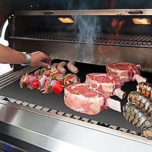 Grill Mat - BBQ Grill Mats for Outdoor Grill, Reusable, Works on Gas Charcoal and Electric BBQ - Lifetime Warranty (Set of 4, 19.68 x 15.74 Inch)