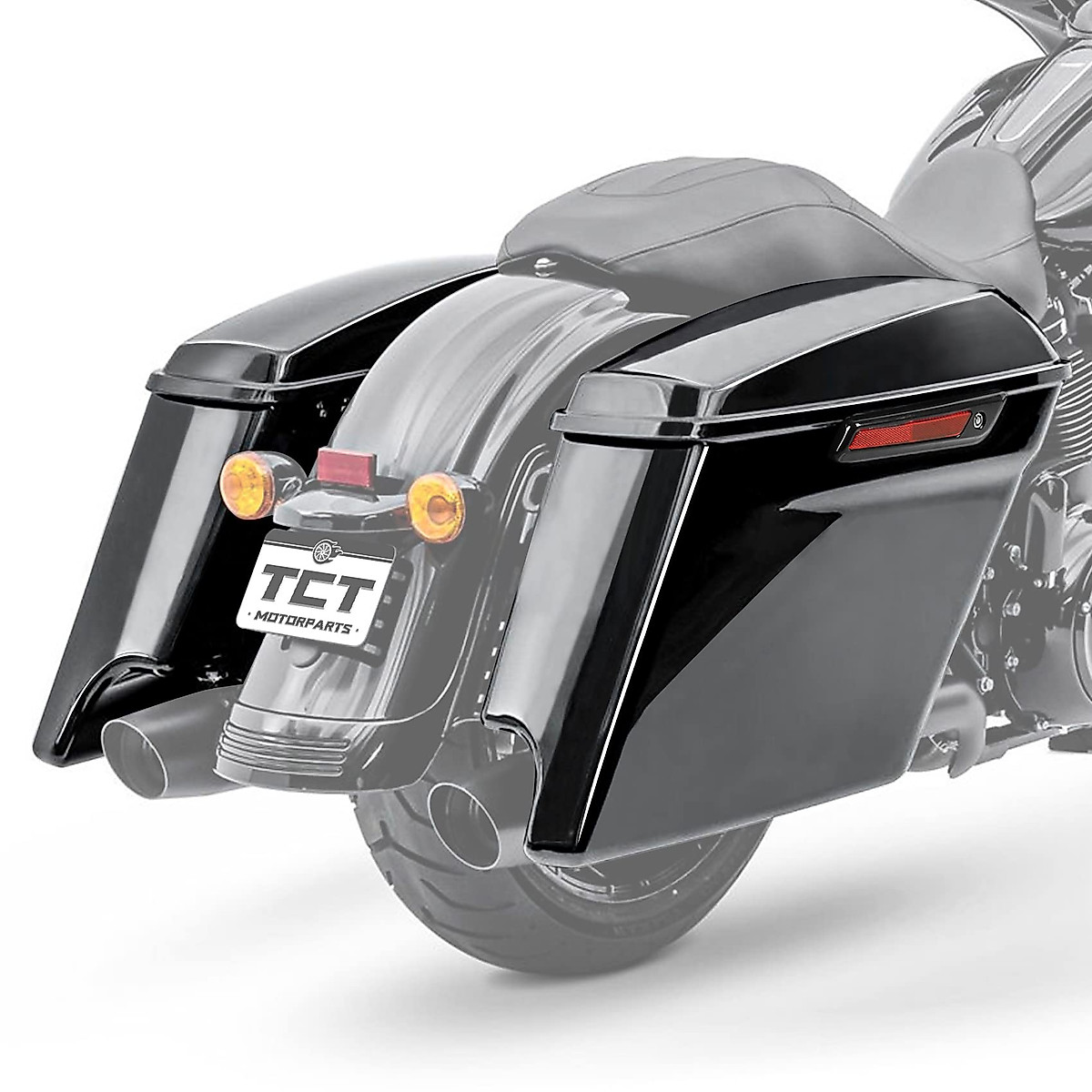 TCT-MOTORPARTS 5" Saddlebags Stretched Extended Saddle Bags Fit for 2014-2023 Harley Touring Models FLT, FLHT, FLHTCU, FLHRC, Road King, Road Glide, Street Glide, Electra Glide, Ultra-Classic