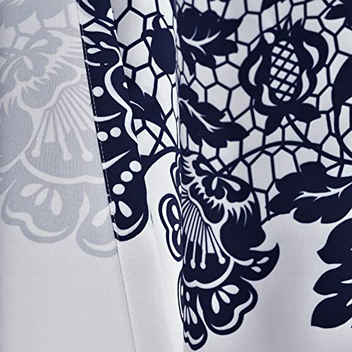 Lush Decor Lush DÉCOR Navy Estate Garden Print Curtains Room Darkening Window Panel Set for Living, Dining, Bedroom (Pair), 84” Long x 52” Wide