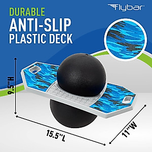 Flybar Pogo Trick Ball for Kids, Trick Bounce Board for Boys and Girls Ages 6+, Up to 160 lbs, Includes Pump, Easy to Carry Handle, Durable Plastic Deck Indoor, Outdoor Toy Pogo Jumper (Blue Camo)