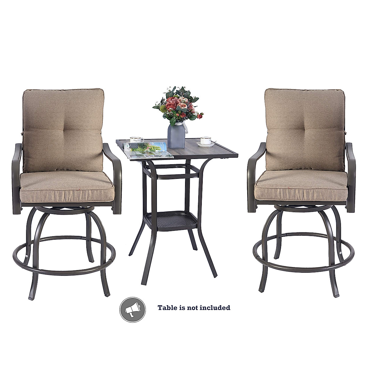Kozyard Isabella High Swivel Bar Stools/Chair Set for Home Patio, Back Yard, Cafes, Bistro, Restaurants and Chic Bars (Beige)