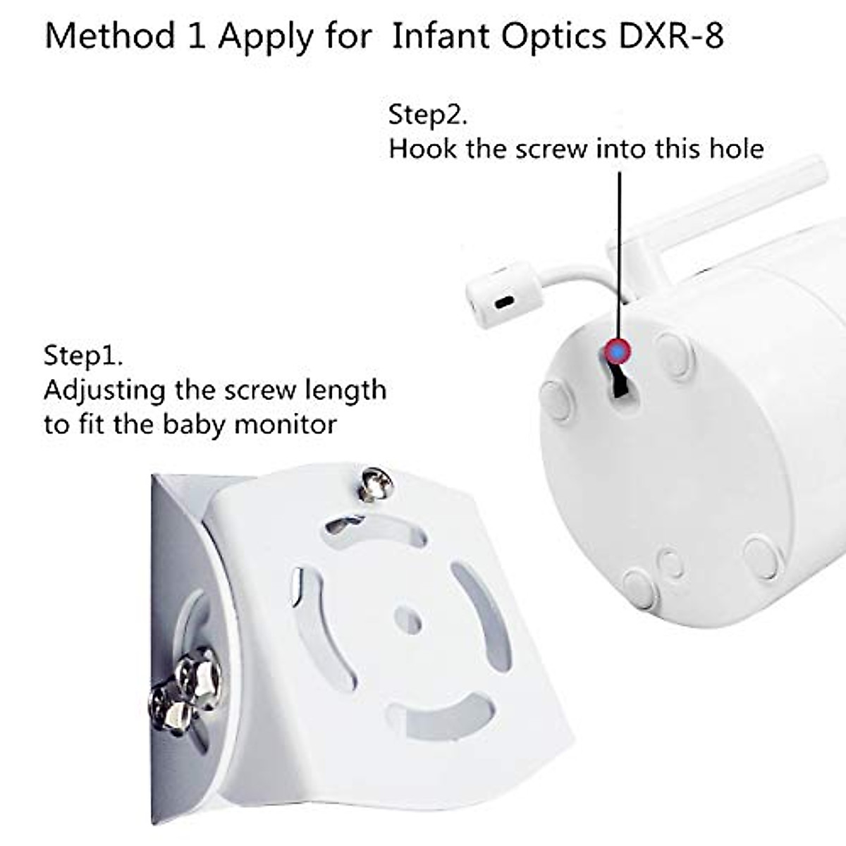 Baby Monitor Wall Mount for Infant Optics DXR-8,Adjustable Angle Mounting Brackets for Motorola,Babysense,HelloBaby and Most Universal Monitors Camera,Aluminum Alloy Material(White)
