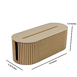 Cable Management Box Large by Desk York - Cord Organizer Box to Hide Power Strips - Surge Protector Cable Organizer Box for Home and Office - Cord Hider and Management Brown Box with Wire Organizer