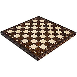 Handmade European Wooden Chess Set with Flowers, 16 Inch Board and Hand Carved Chess Pieces