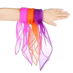Ousyaah 28-Inch Square Dance Scarves (20-Pack), Juggling Scarves for Kids Play, Props Magic Trick Silk Scarves Music Movement Scarf, Rhythm Band Scarves for Toddlers Children Movement