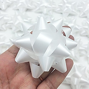 PEPPERLONELY Brand 20PC Peel & Stick Christmas Confetti Gift Bows 2-3/4", White