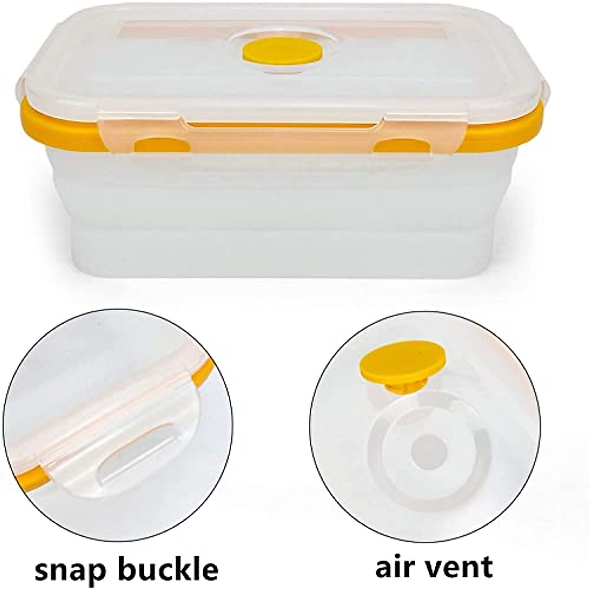 ECOBERI Collapsible Food Storage Containers, Food Grade Silicone, BPA Free, Airtight Snap-Top Lids, Microwave and Dishwasher Safe, Set of 5