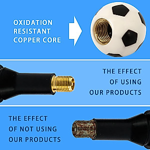 QILISEN Car Tire Valve Caps 4 Pack, Soccer Ball Valve Stem Covers Built-in Brass Core, Universal Tire Caps Suitable for Cars, Trucks, SUVs