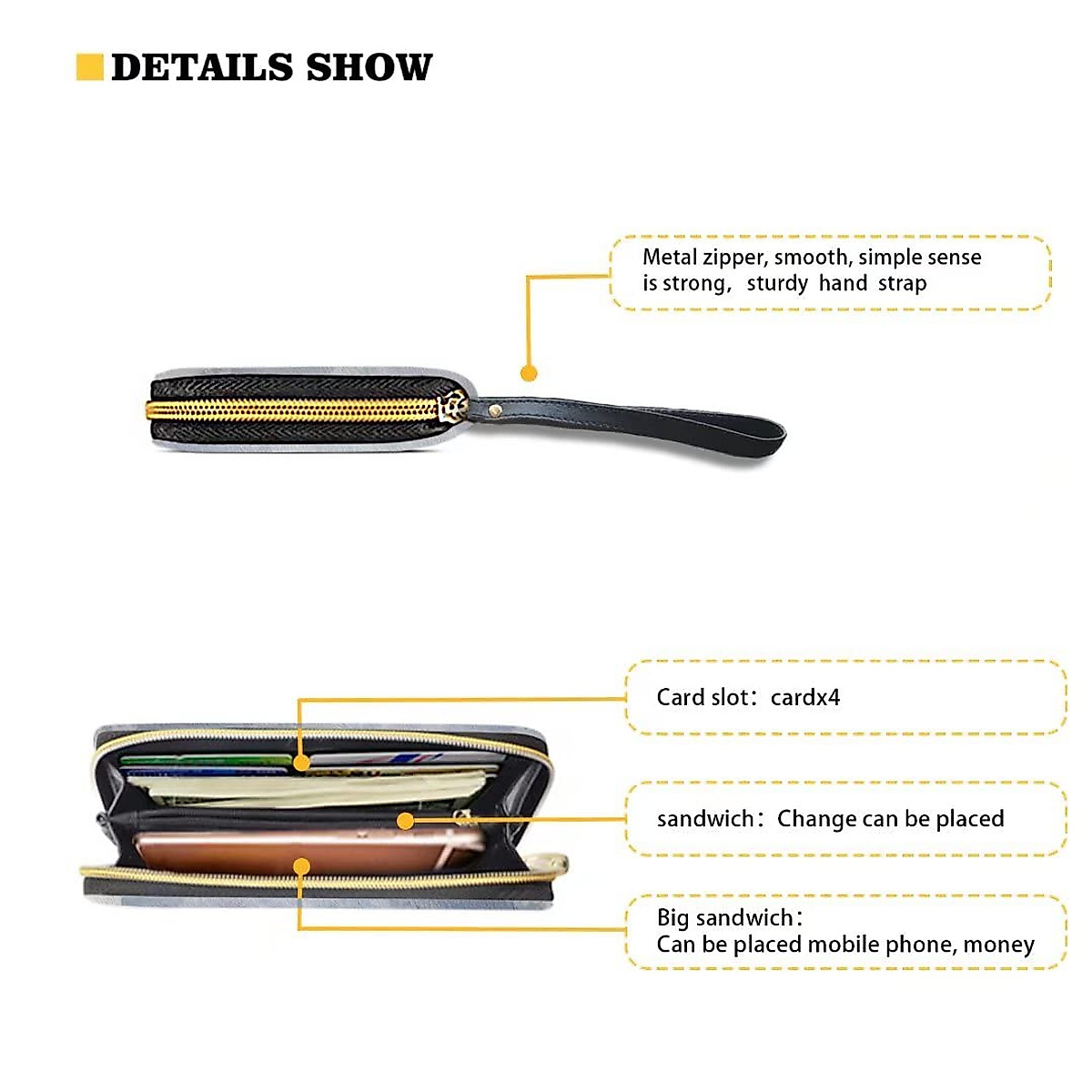 Dellukee Wallets for Women Horse Print PU Leather Card Holder Organizer Ladies Clutch Travel Purse Wristlet