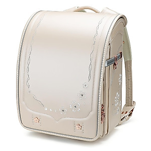 IwaiLoft Ransel Randoseru Backpack Automatic Satchel Japanese School Bag Cherry Blossom Sakura Embroidery PU Bookbag For Girls (Black)