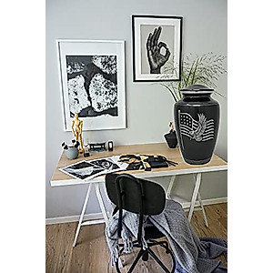 American Honor and Glory Cremation Urn, Handcrafted Metal Urn for Human Ashes, Adult Cremation Urn with Velvet Bag